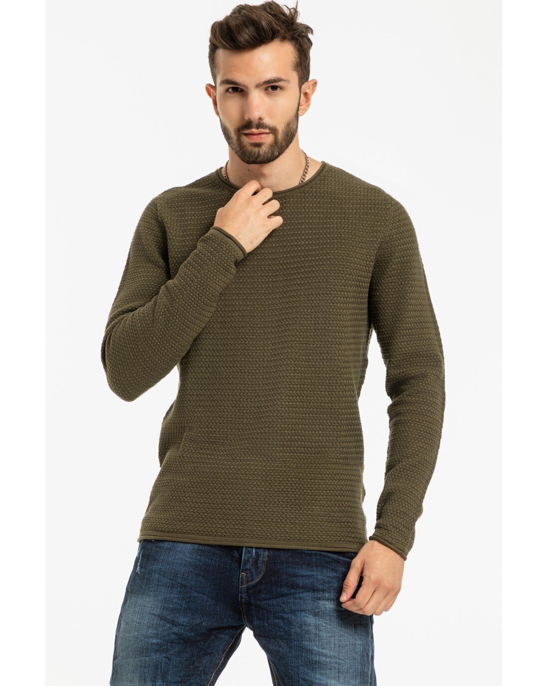 Μπλούζα πλεκτή Jack n Jones χακί